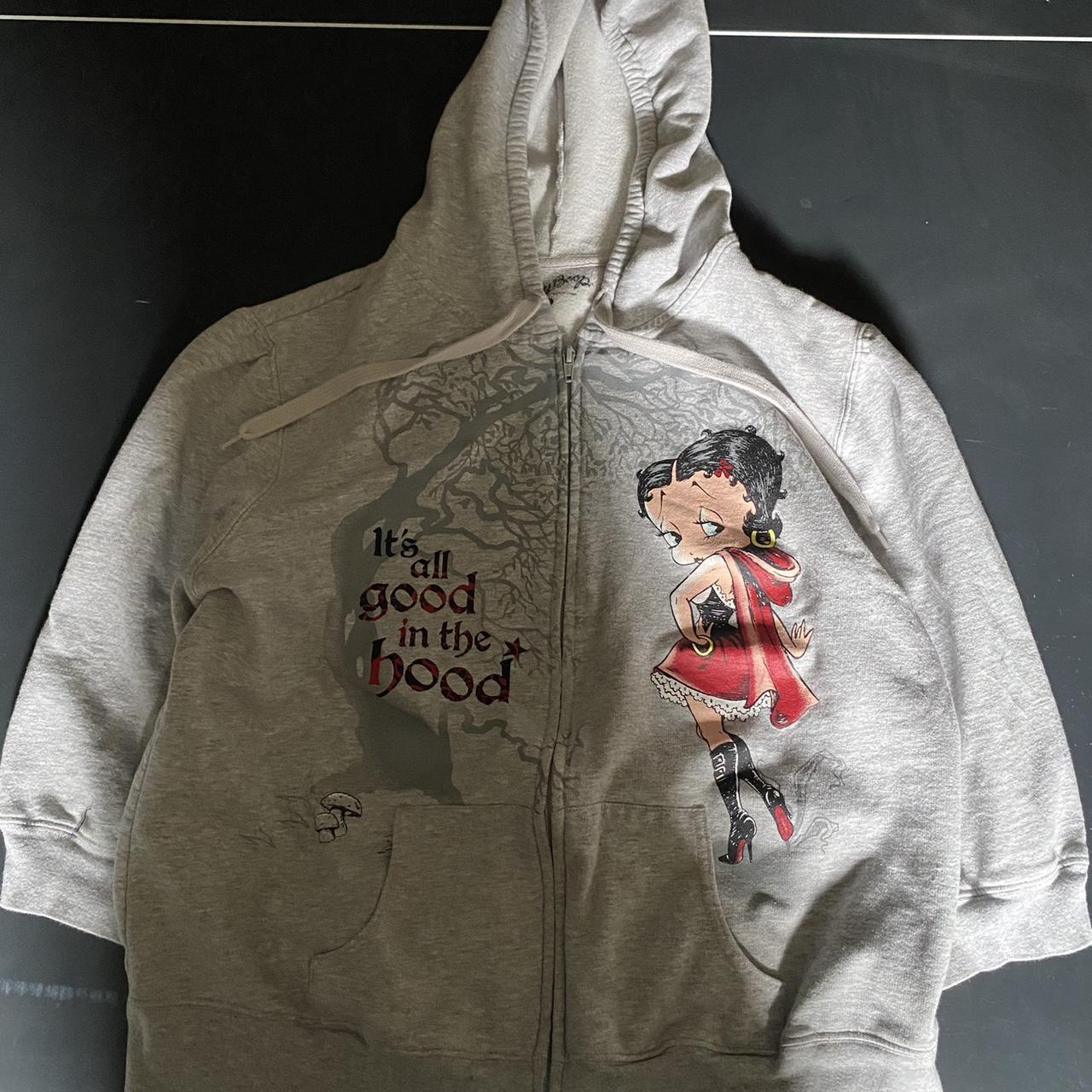 Betty boop cropped zip up tagged xxl buts fits maybe... - Depop