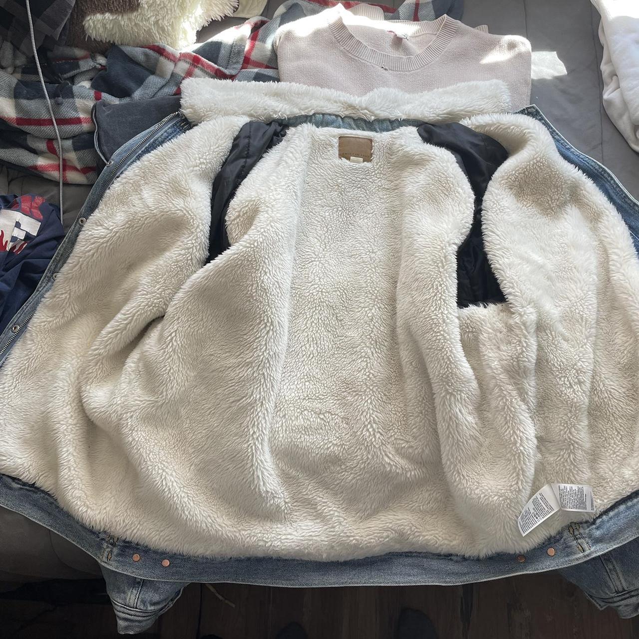heavyweight American Eagle jean jacket lined with... - Depop