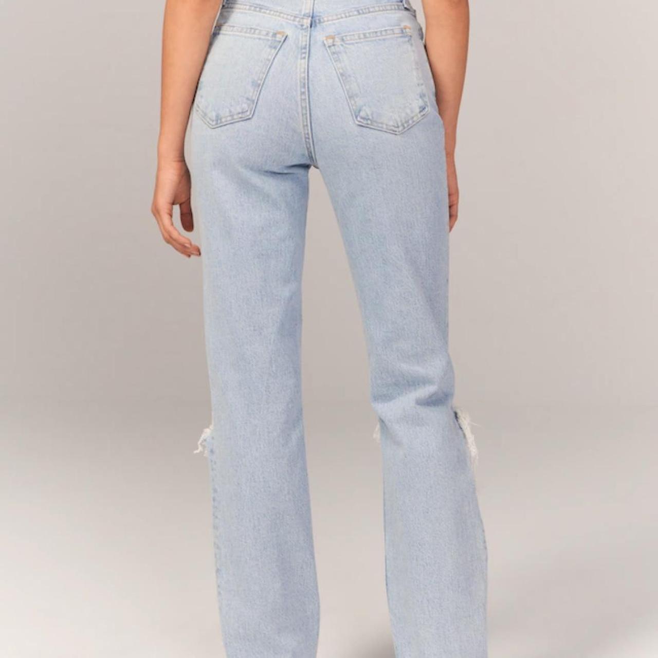 abercrombie ultra high rise 90s straight leg jean in... - Depop