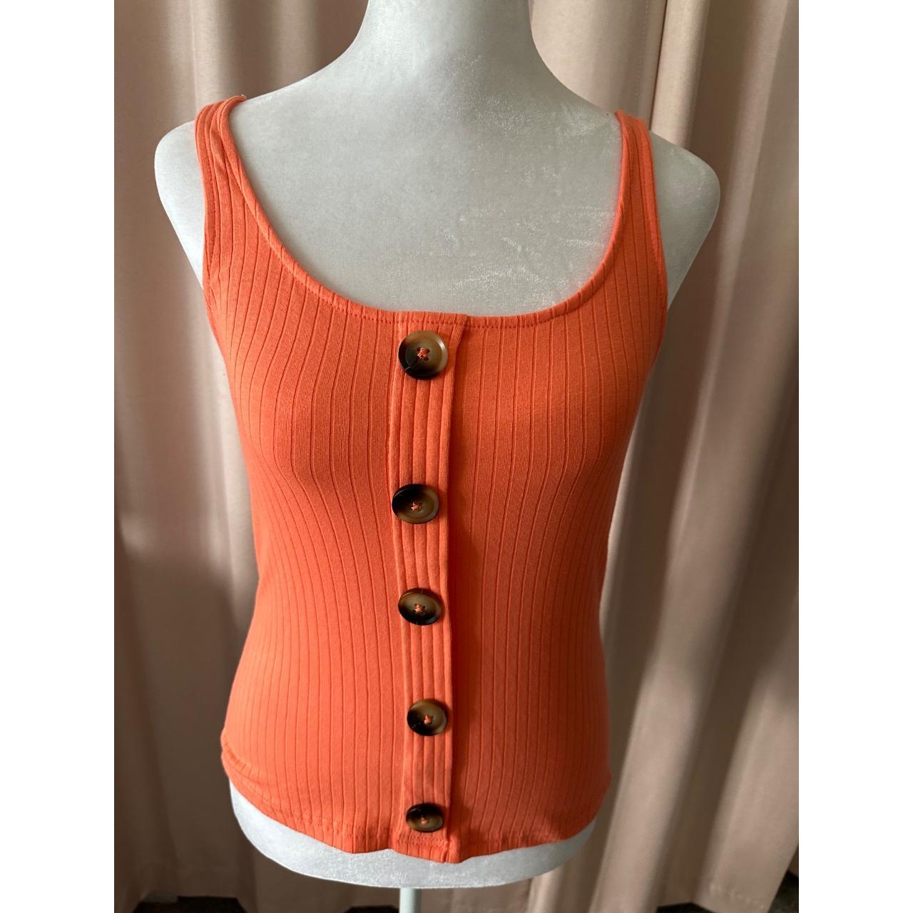 Bright Orange Ribbed Tank Top Size S I ship daily - Depop