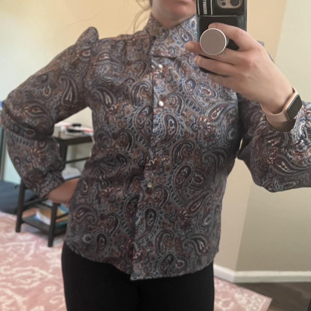 TERRY CHICAGO Retro Vintage Puff Sleeve Button Down... - Depop