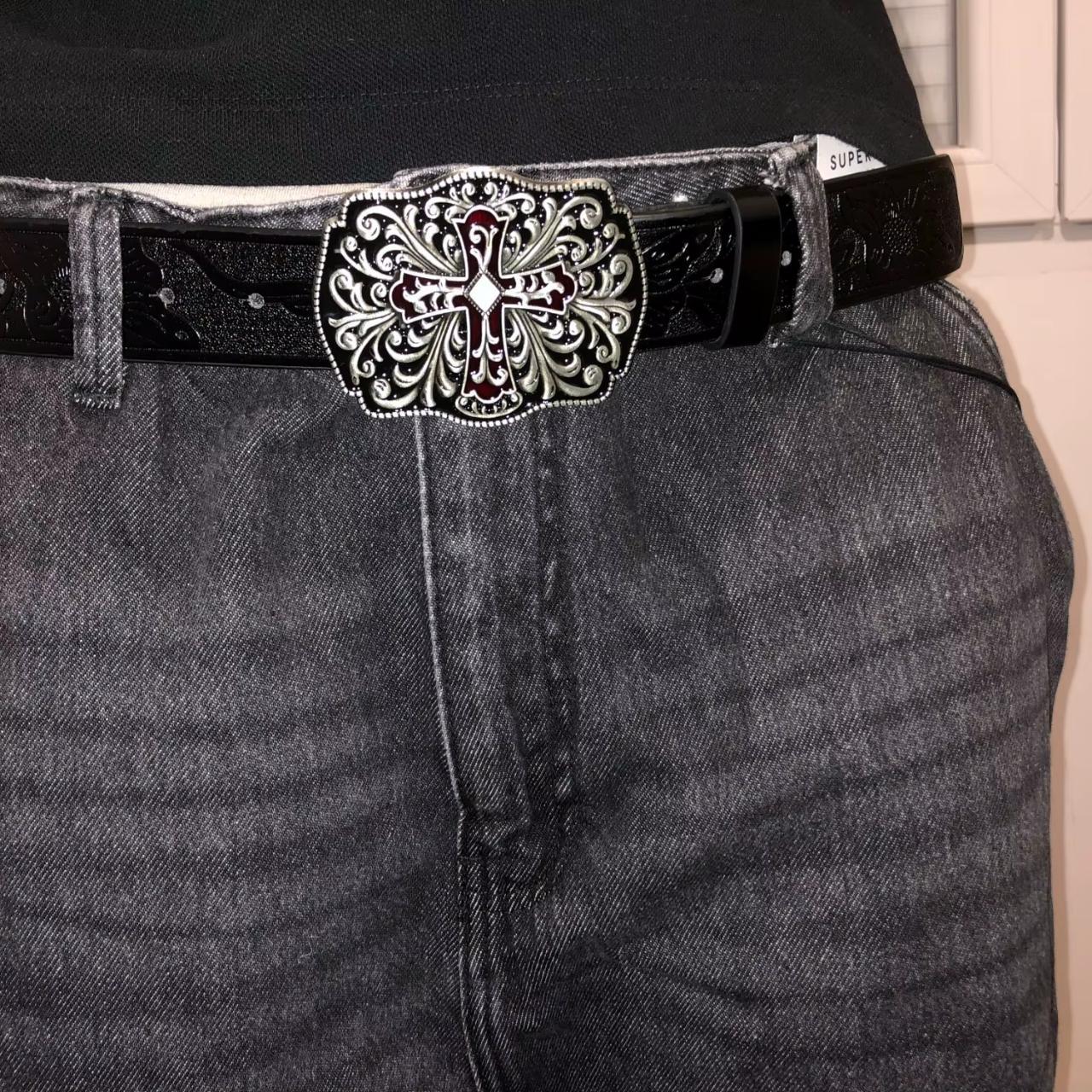y2k Country Style Cross Buckle Belt Belt Lengths:... | Depop