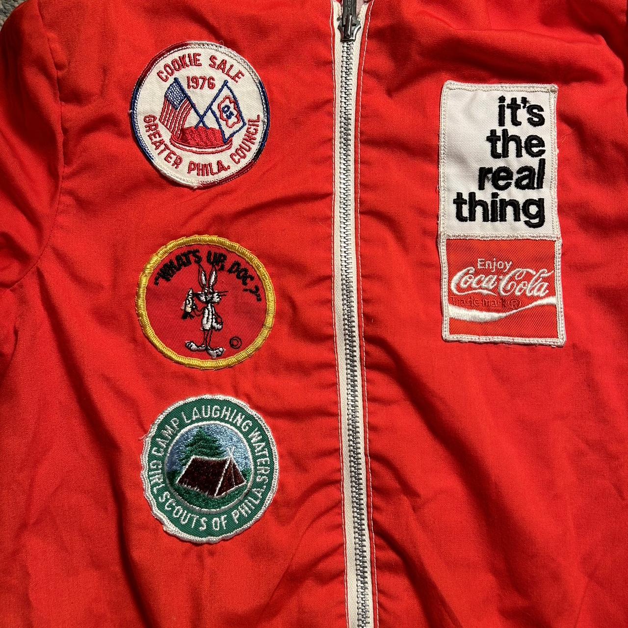 Vintage kids Coca-Cola zip up jacket with Girl Scout... - Depop