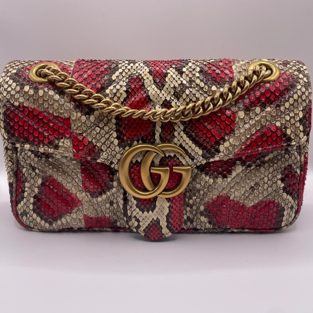 GUCCI GG MARMONT MATELASSE PYTHON SMALL SHOULDER... - Depop