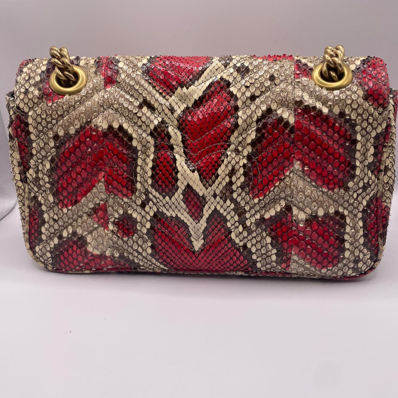 GUCCI GG MARMONT MATELASSE PYTHON SMALL SHOULDER... - Depop