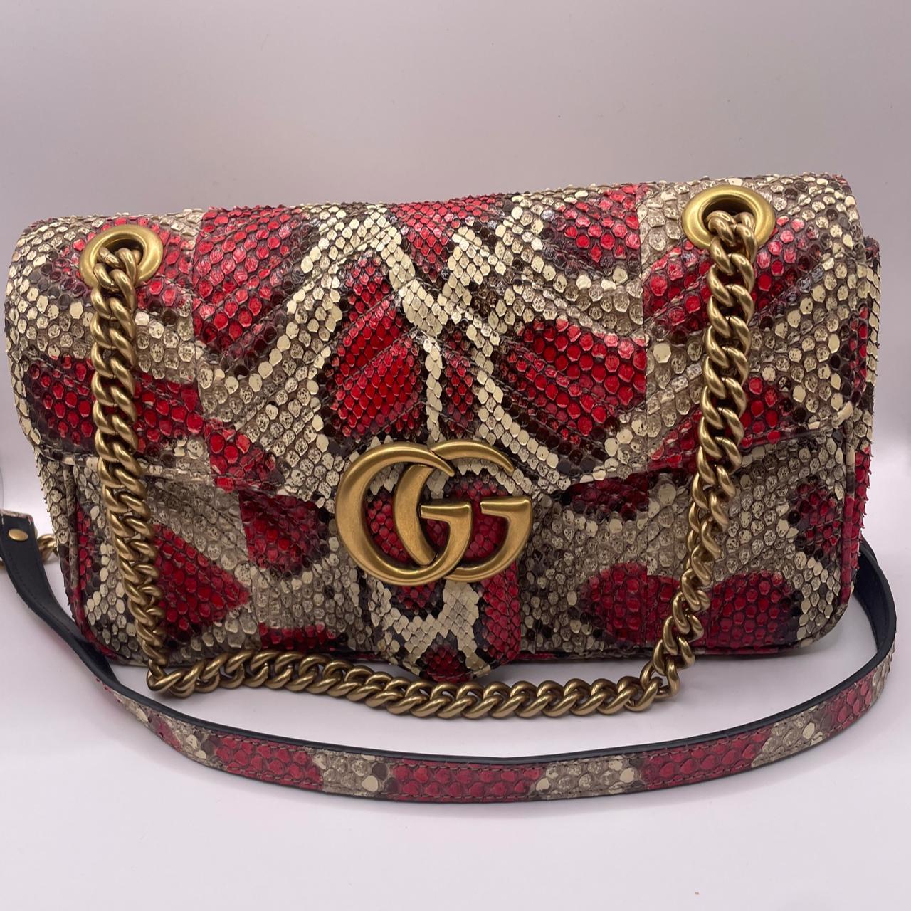 GUCCI GG MARMONT MATELASSE PYTHON SMALL SHOULDER... - Depop