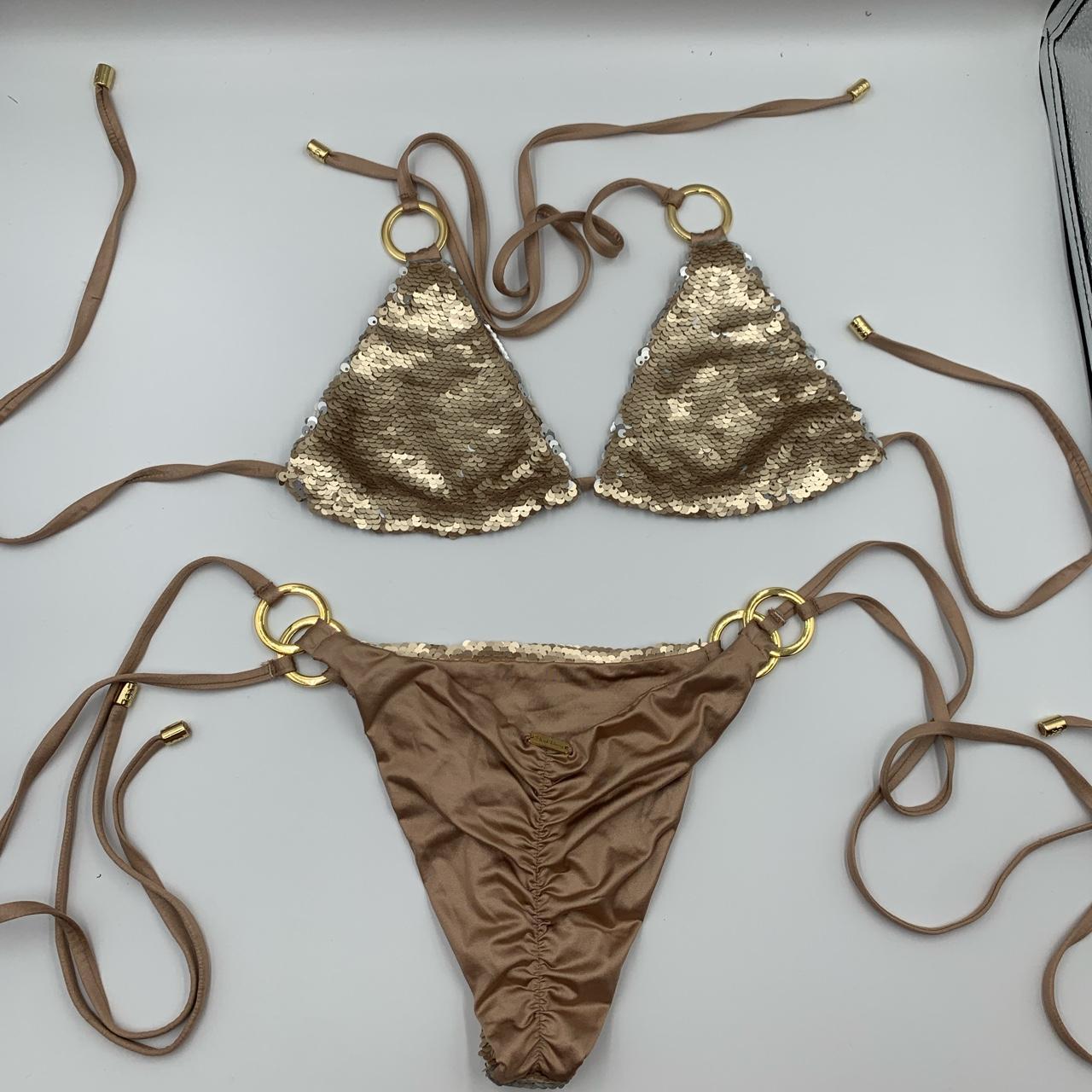 Beach Bunny Women's Gold Bikinis-and-tankini-sets | Depop