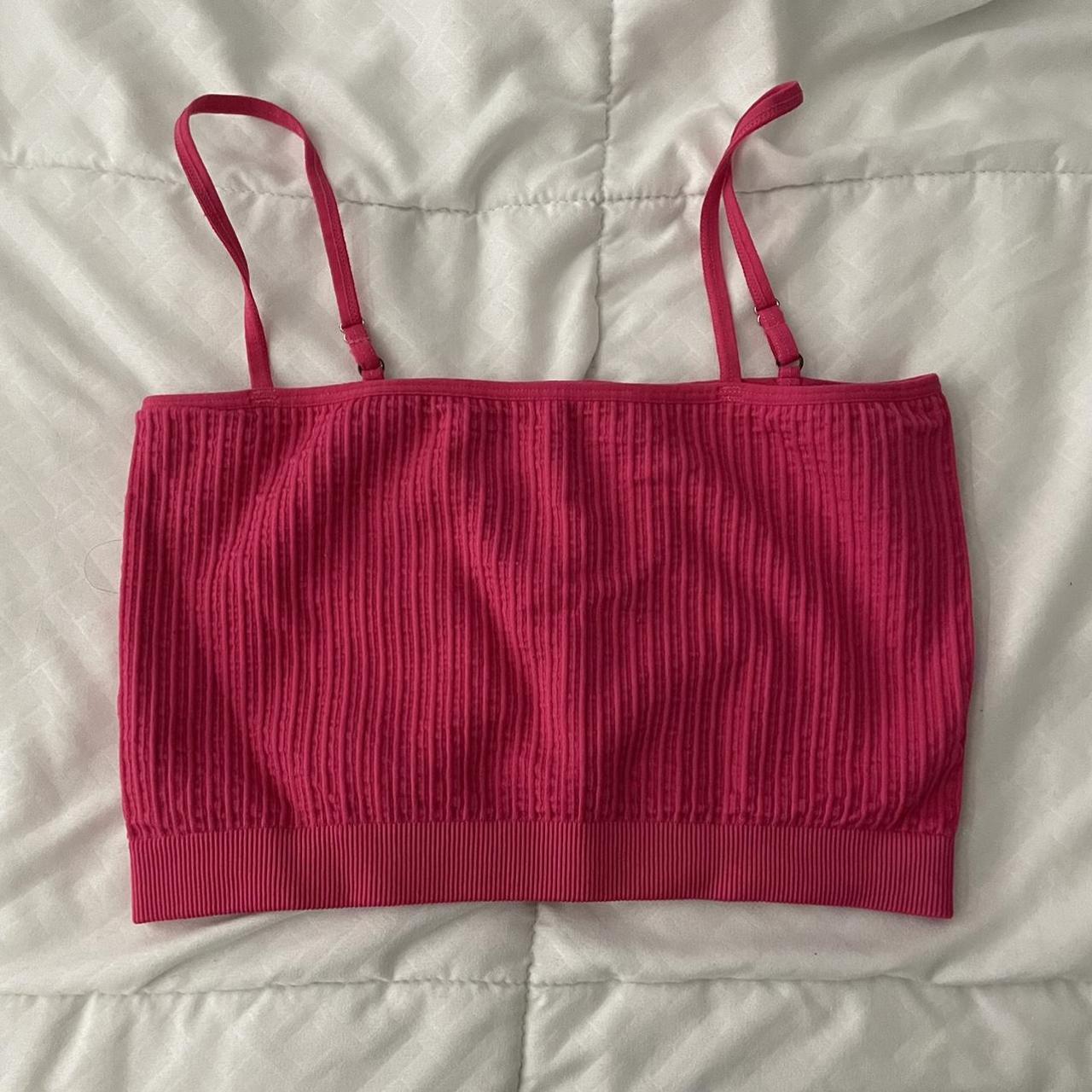 -Hot pink spiritual gangster strapped bandeau bra... - Depop