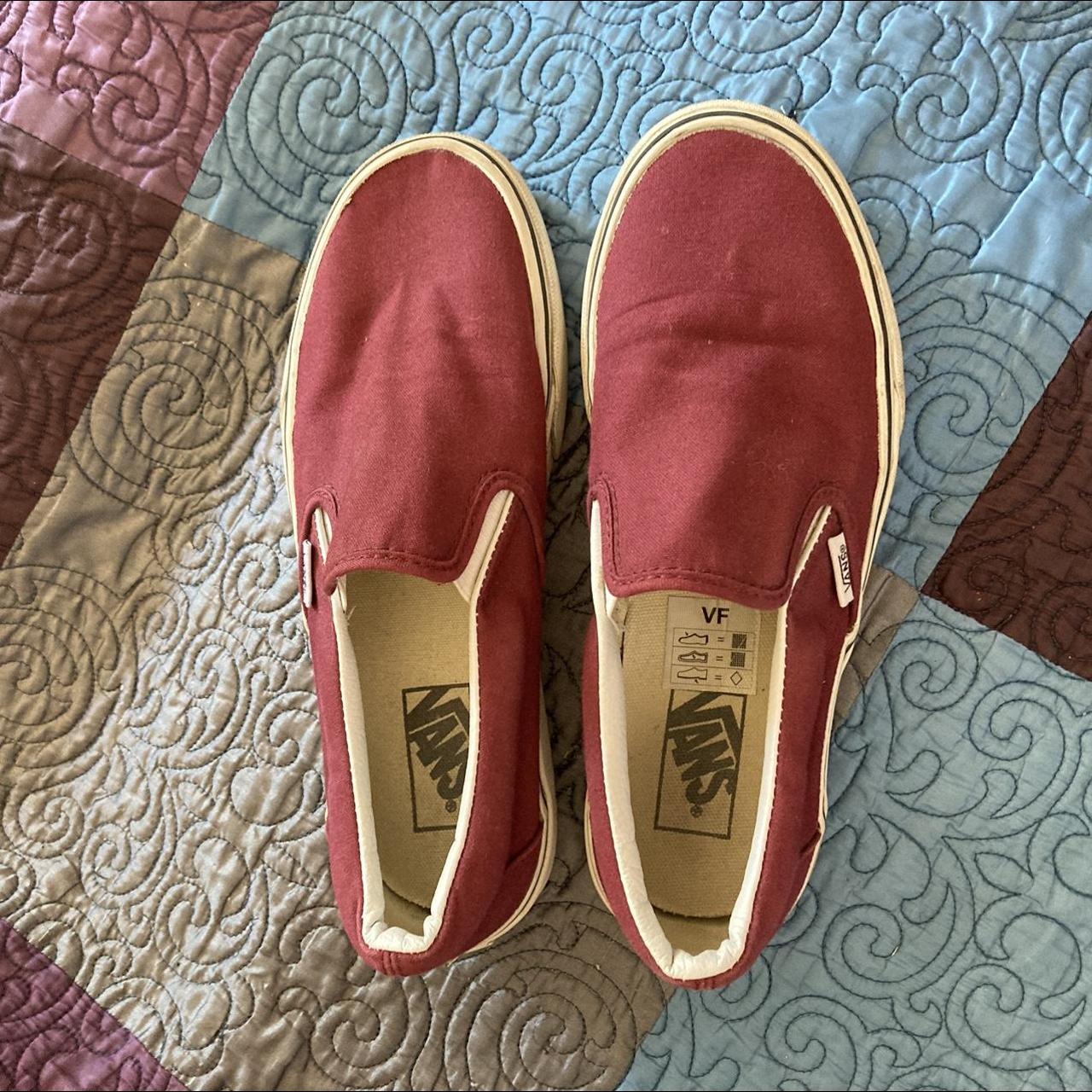 burgundy red vans slip on, no laces... - Depop
