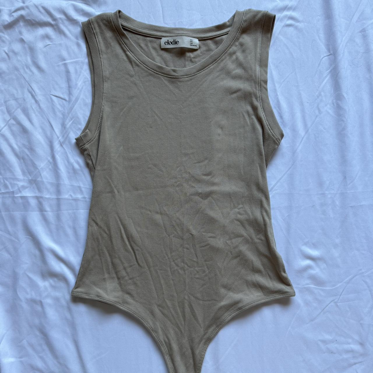 Tan bodysuit tank top, perfect for layering - Depop