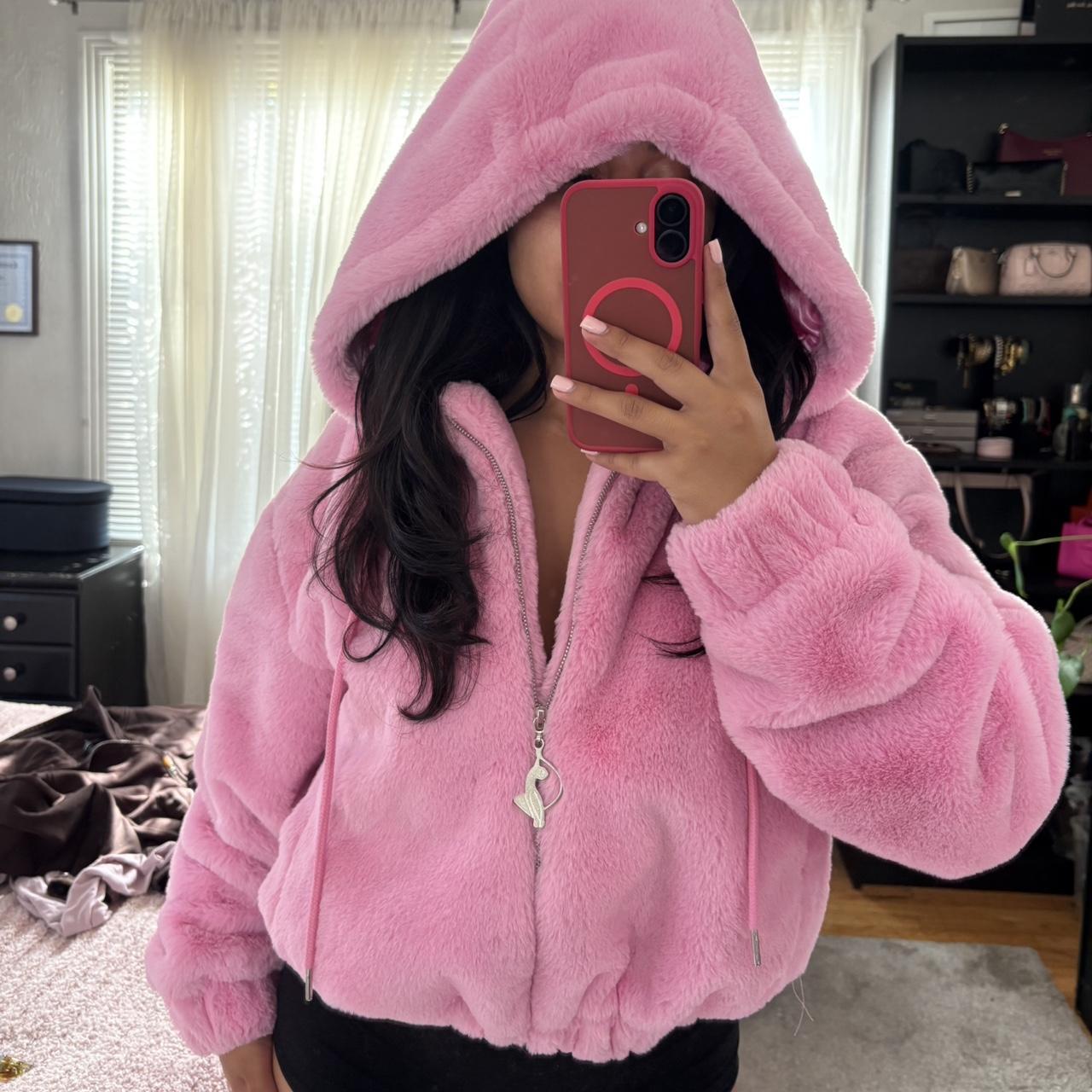 Pink Baby Phat fuzzy zip-up jacket #y2kstyle | Depop
