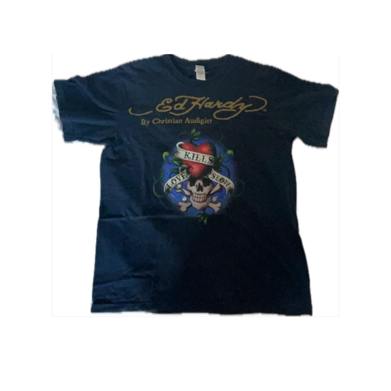 swag ed hardy tee vintage, nicely worn, no obvious... - Depop