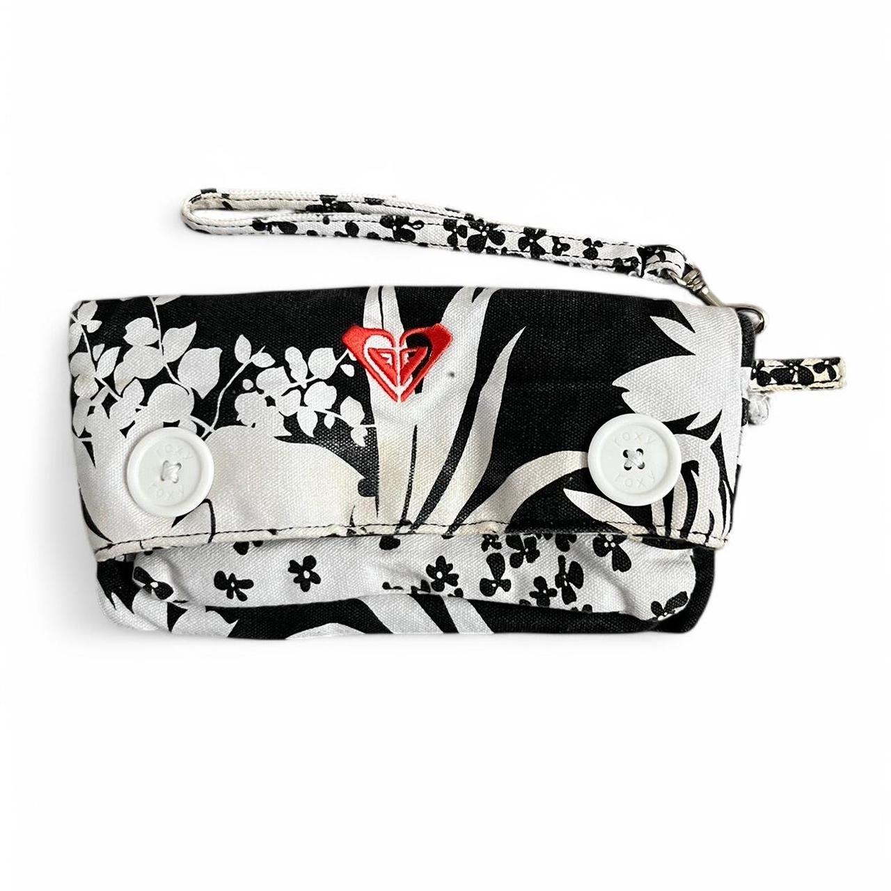 Early 2000s ROXY wallet 💮 Black & white with floral... | Depop