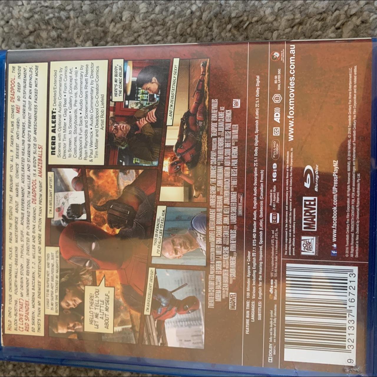 Deadpool Blu-ray dvd disc player Action Marvel... - Depop
