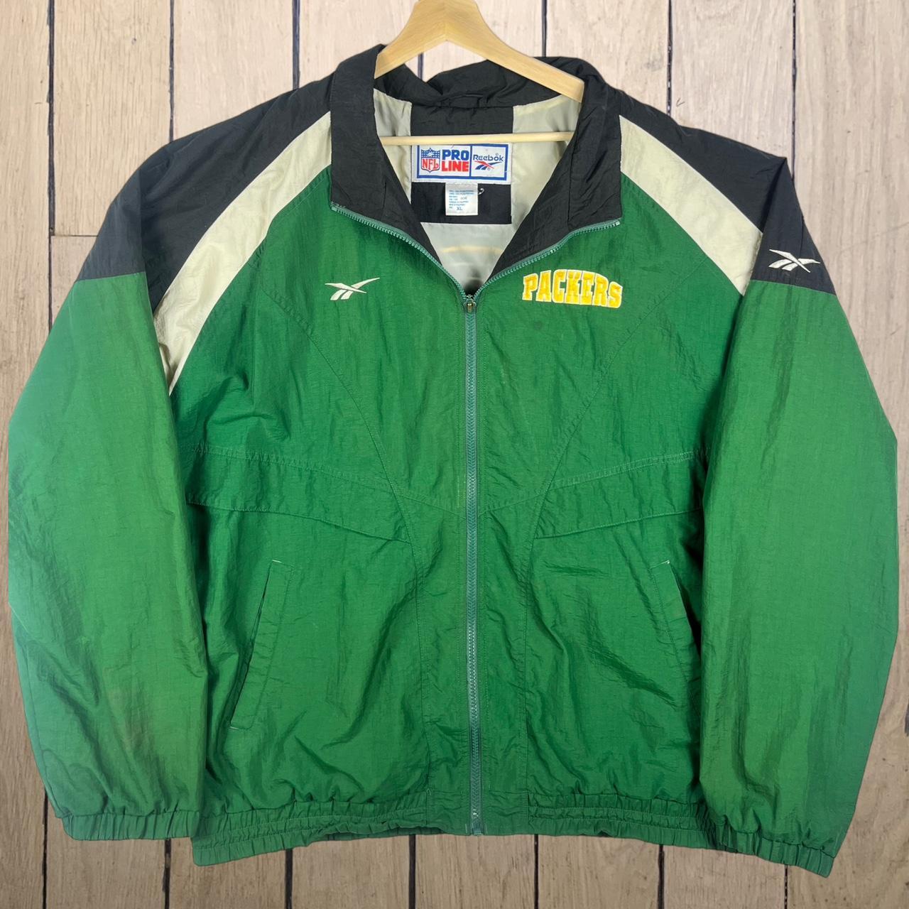 Vintage Reebok Green Bay Packers Pro Line Full Zip... - Depop