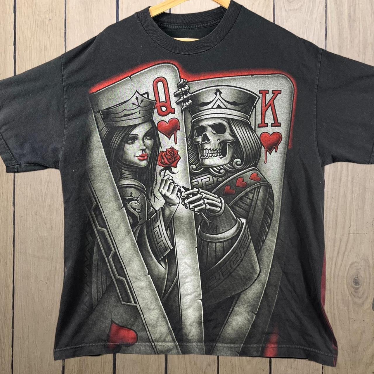 Retro Y2K Grunge Skeleton/Skull AOP! Features Queen... - Depop