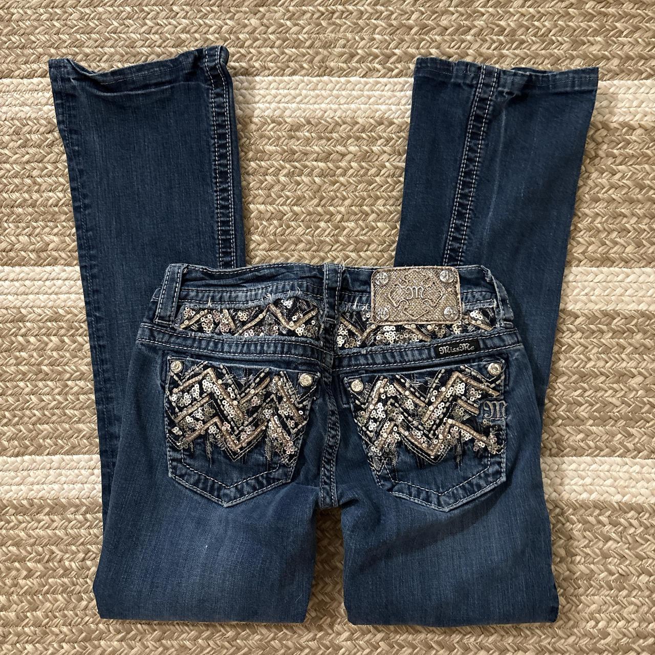 miss me gold bedazzled bootcut jeans -size 25 -like... | Depop
