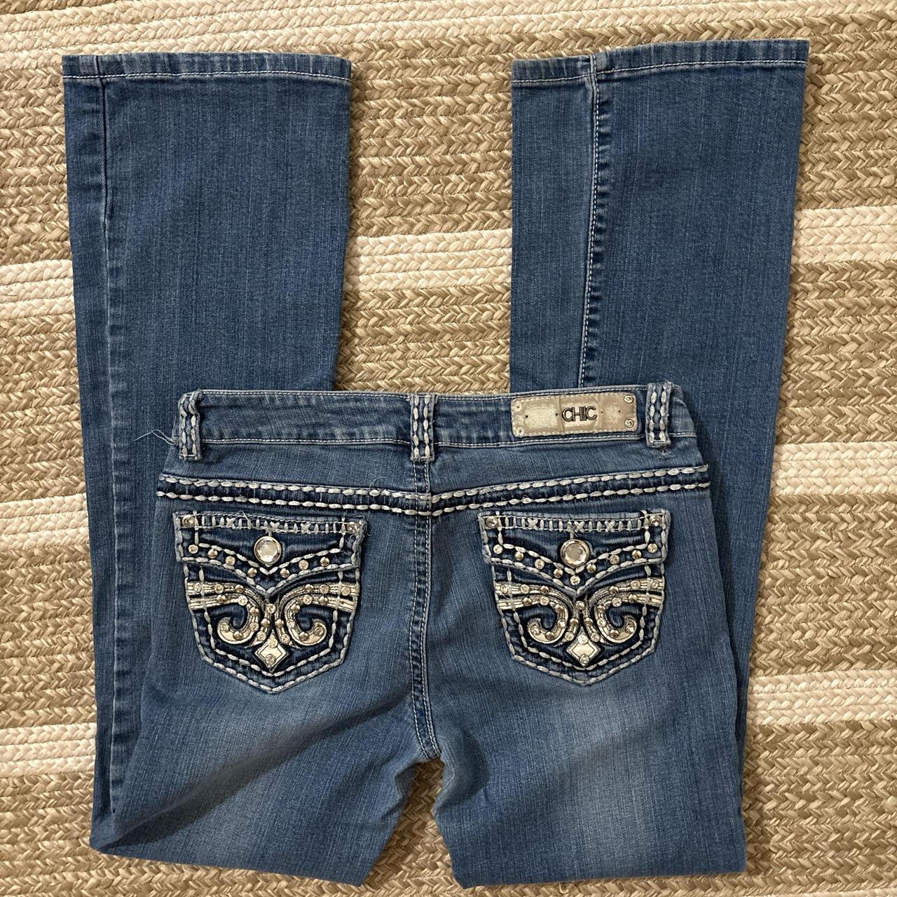 miss chic bedazzled bootcut jeans -size 11 -like... | Depop