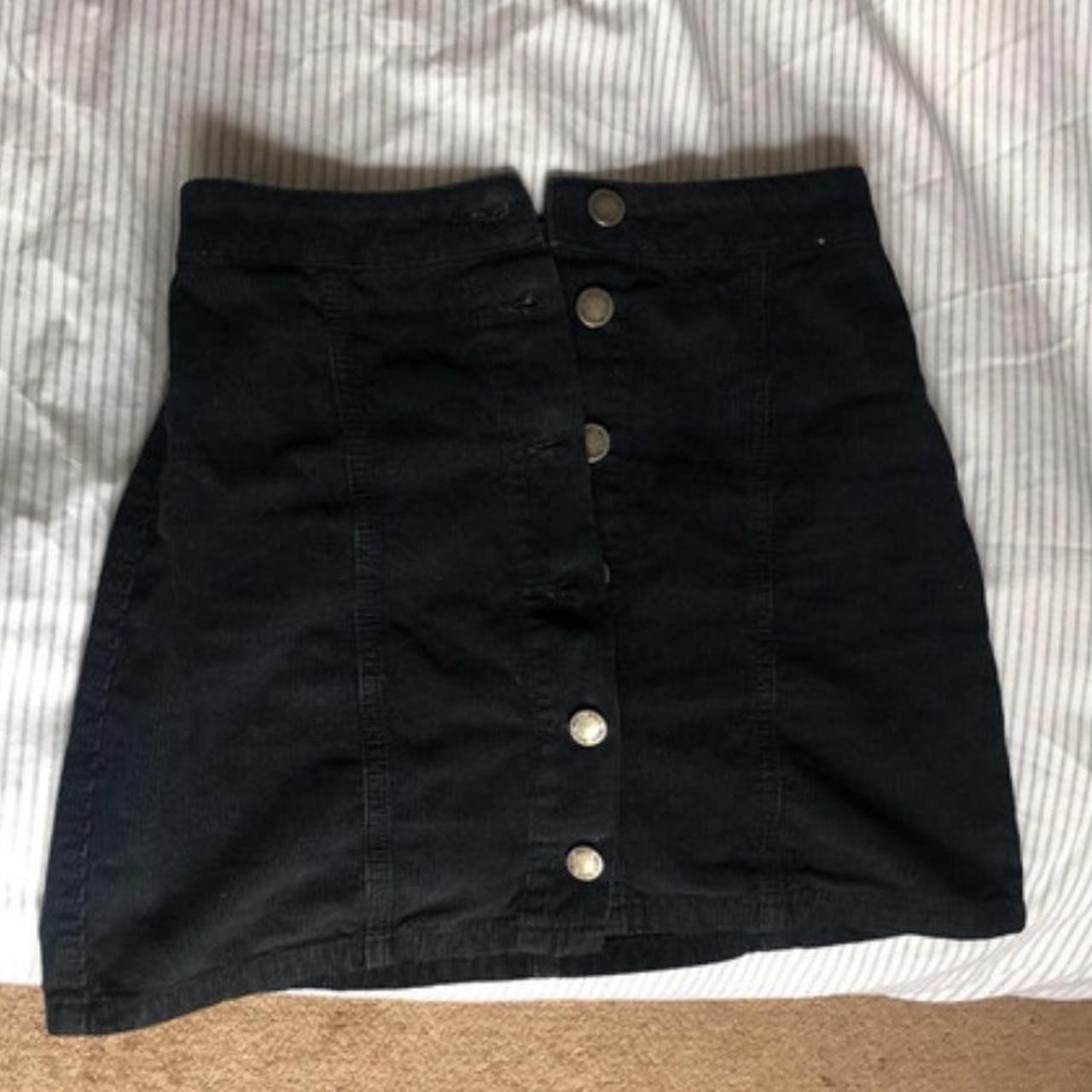 Black button down corduroy skirt Worn a few times... - Depop