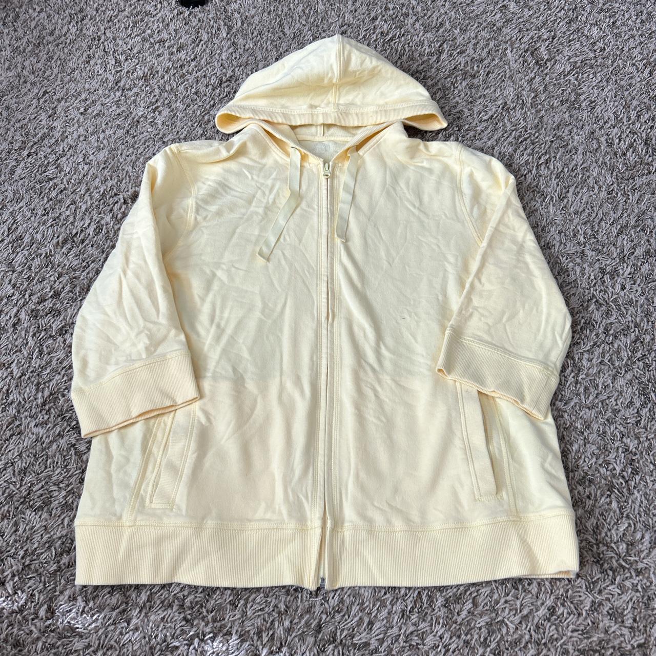 yellow zip up with quarter length sleeves feel free... - Depop
