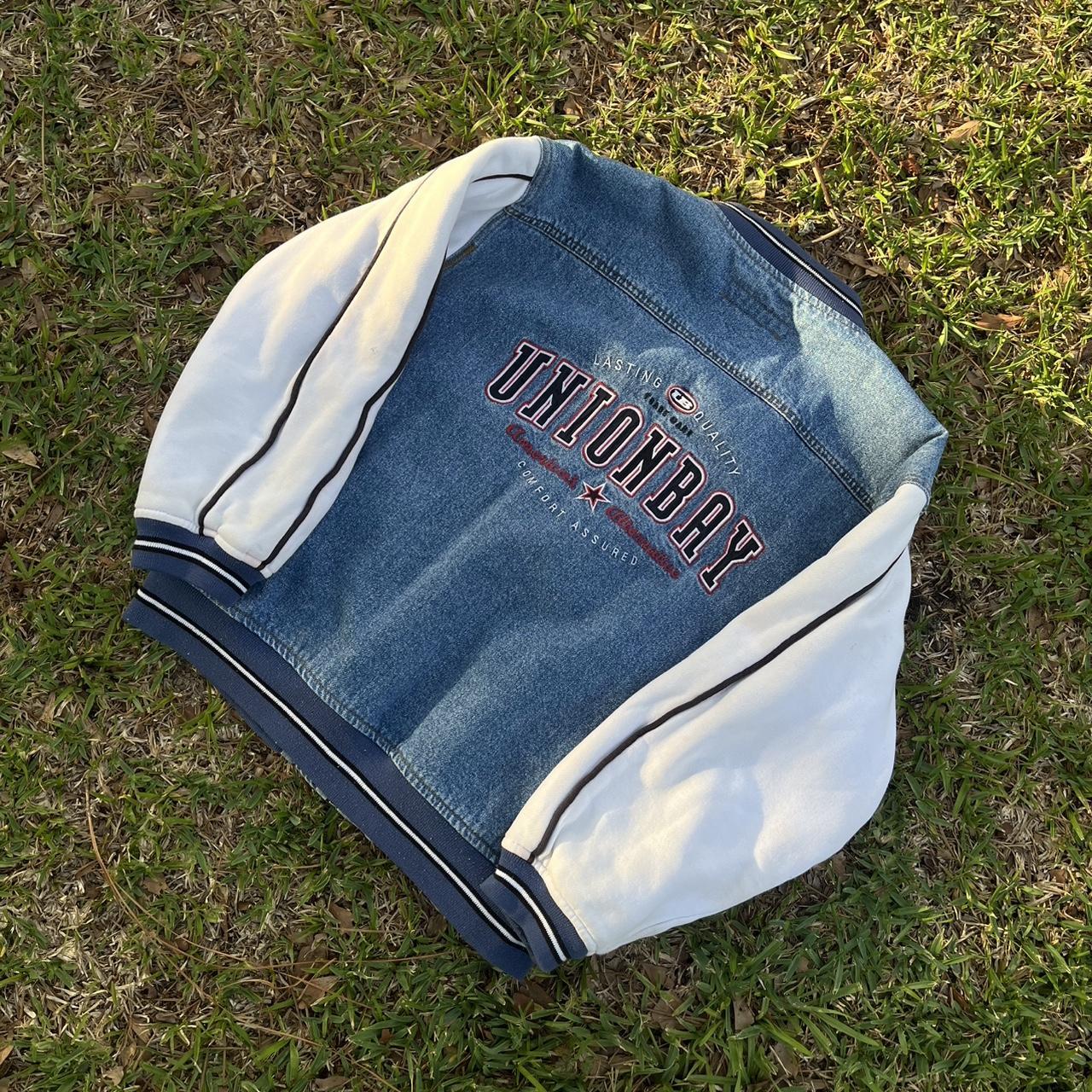 Union Bay denim jacket with embroidered logo... | Depop