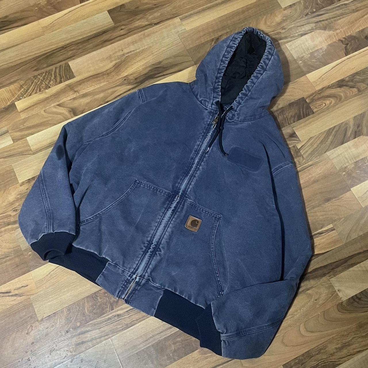 Faded Blue Carhartt Hooded Jacket #Carhartt... - Depop