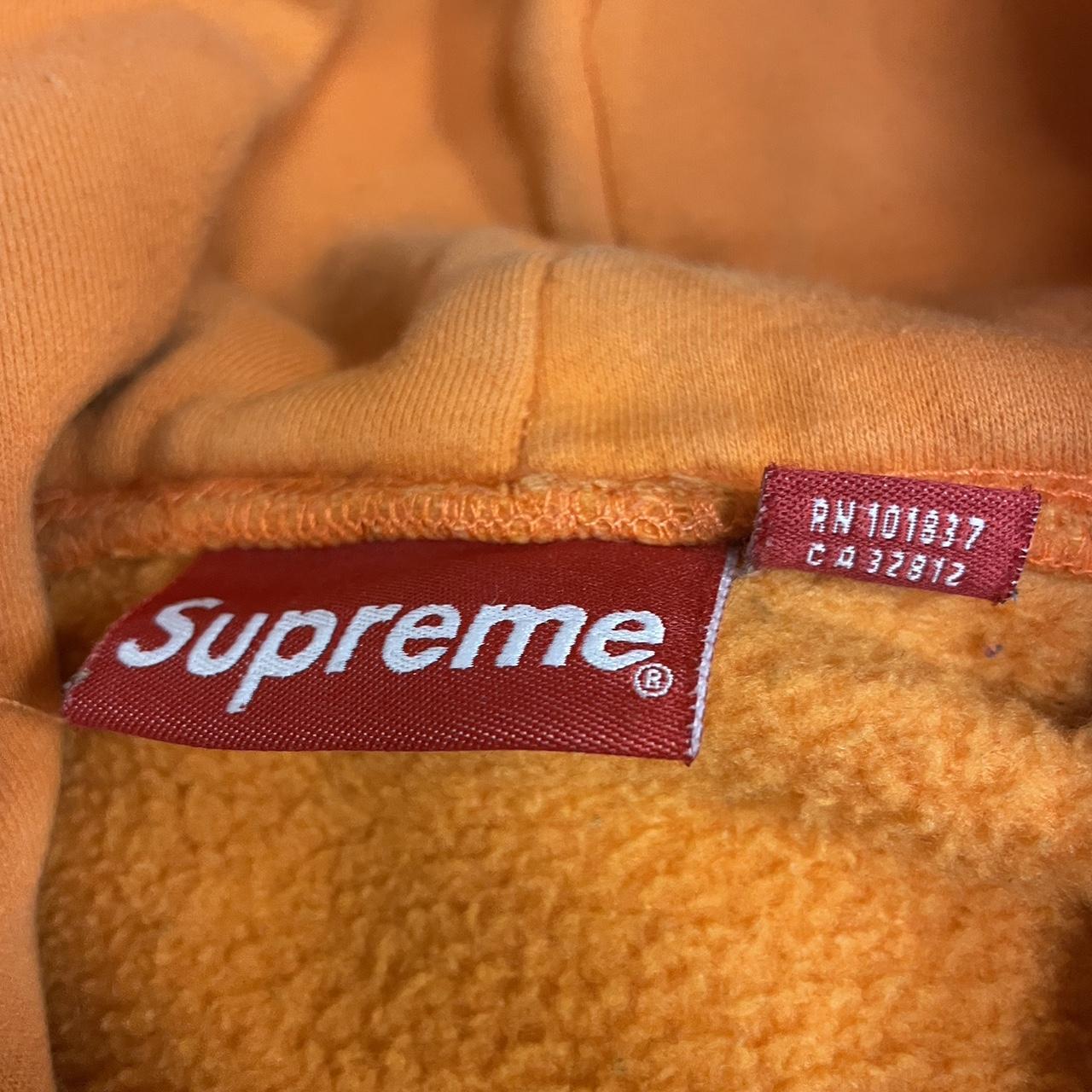 Extremely rare orange Supreme box logo hoodie Tagged... - Depop