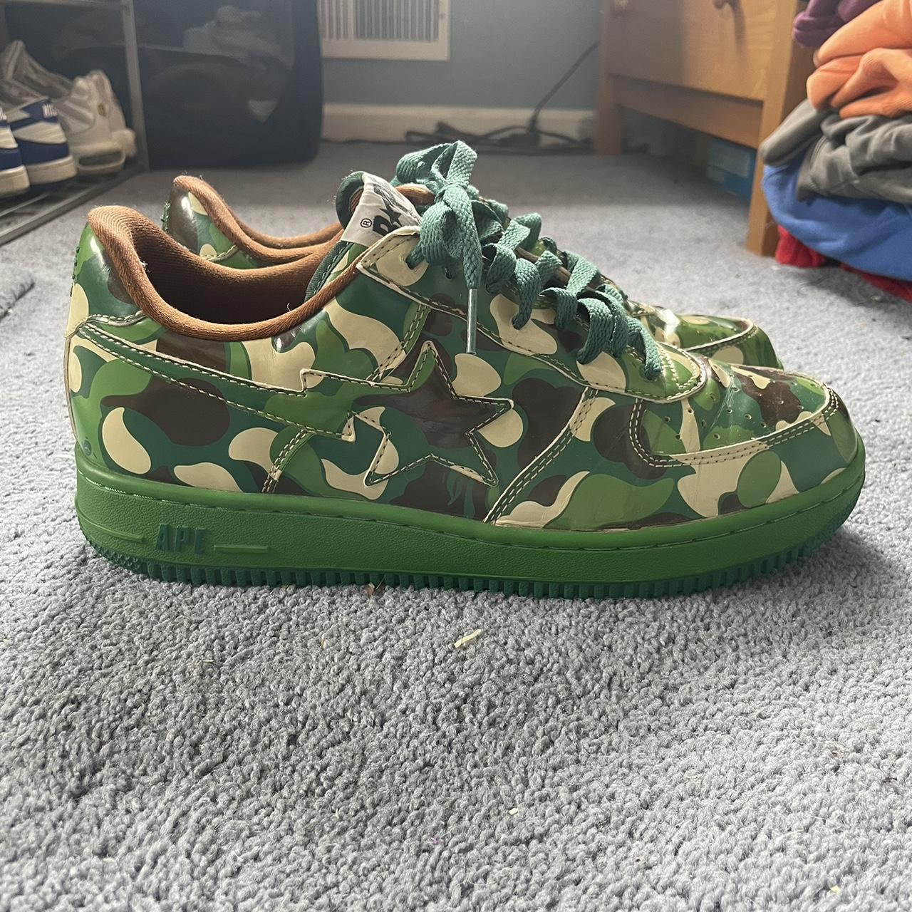 Super Rare Authentic Green/Camo Bapestas Size... - Depop