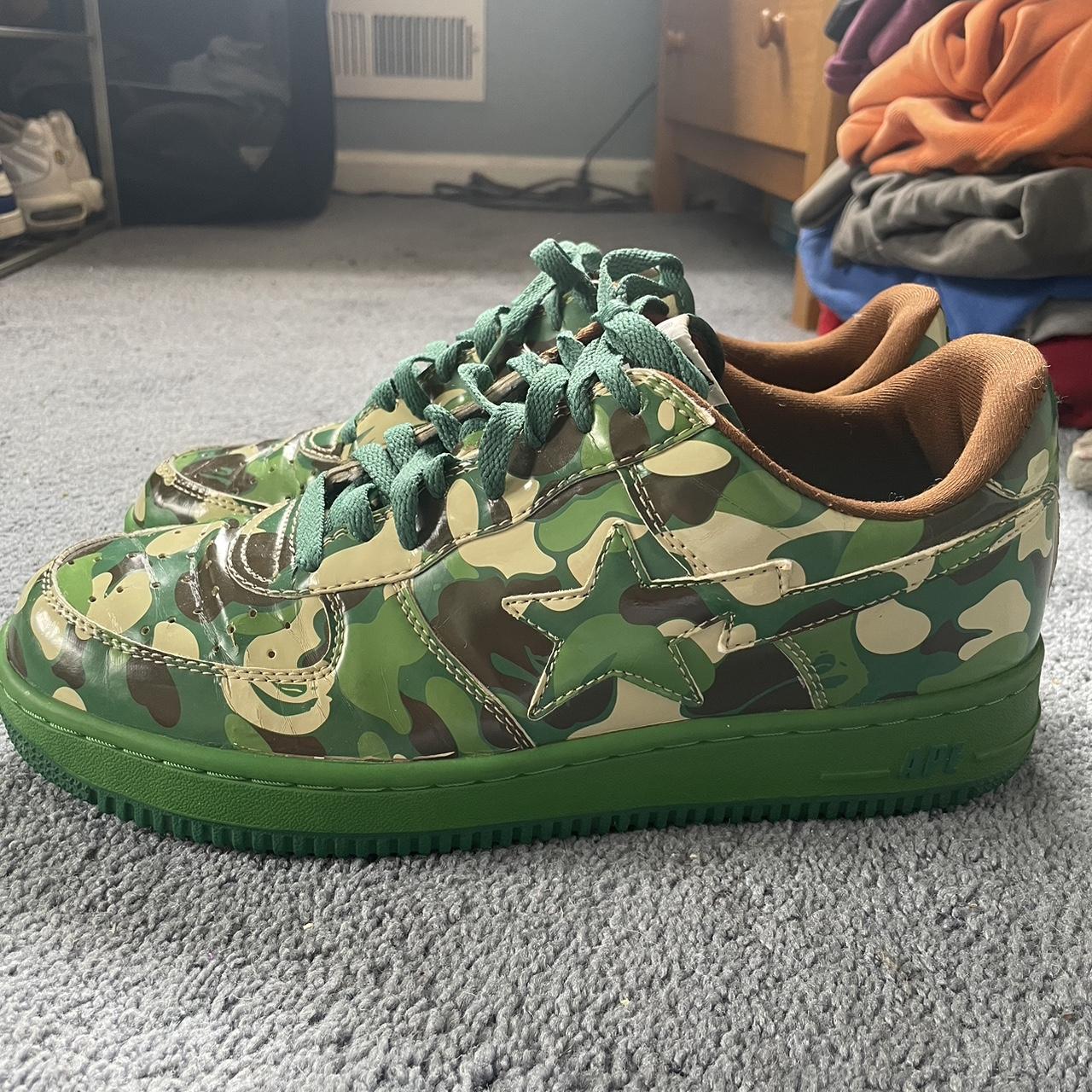 Super Rare Authentic Green/Camo Bapestas Size... - Depop
