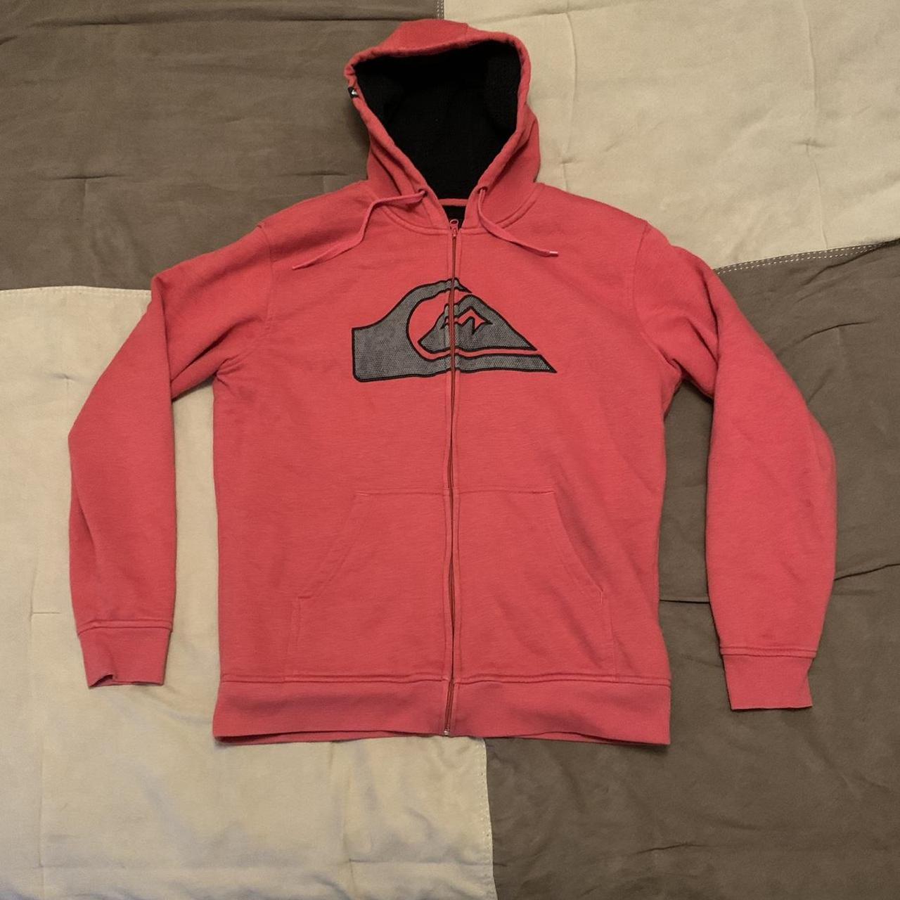 Vintage y2k Quiksilver red fur lined zip up hoodie... - Depop