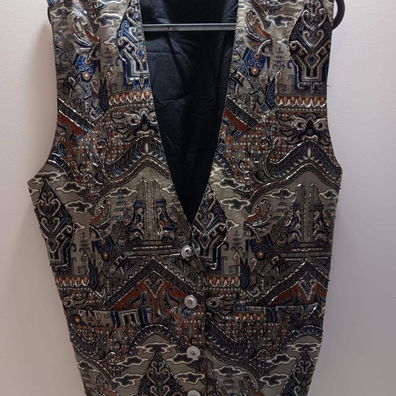 Gorgeous vintage vest with beautiful silver buttons... - Depop