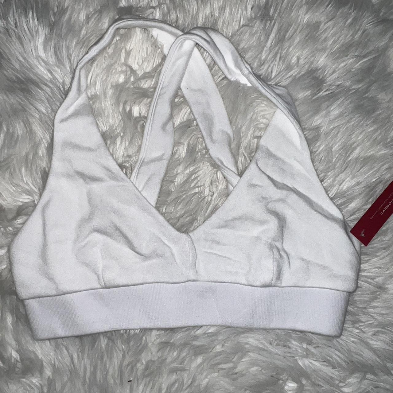 carbon38 v-neck cross back bra in french... - Depop