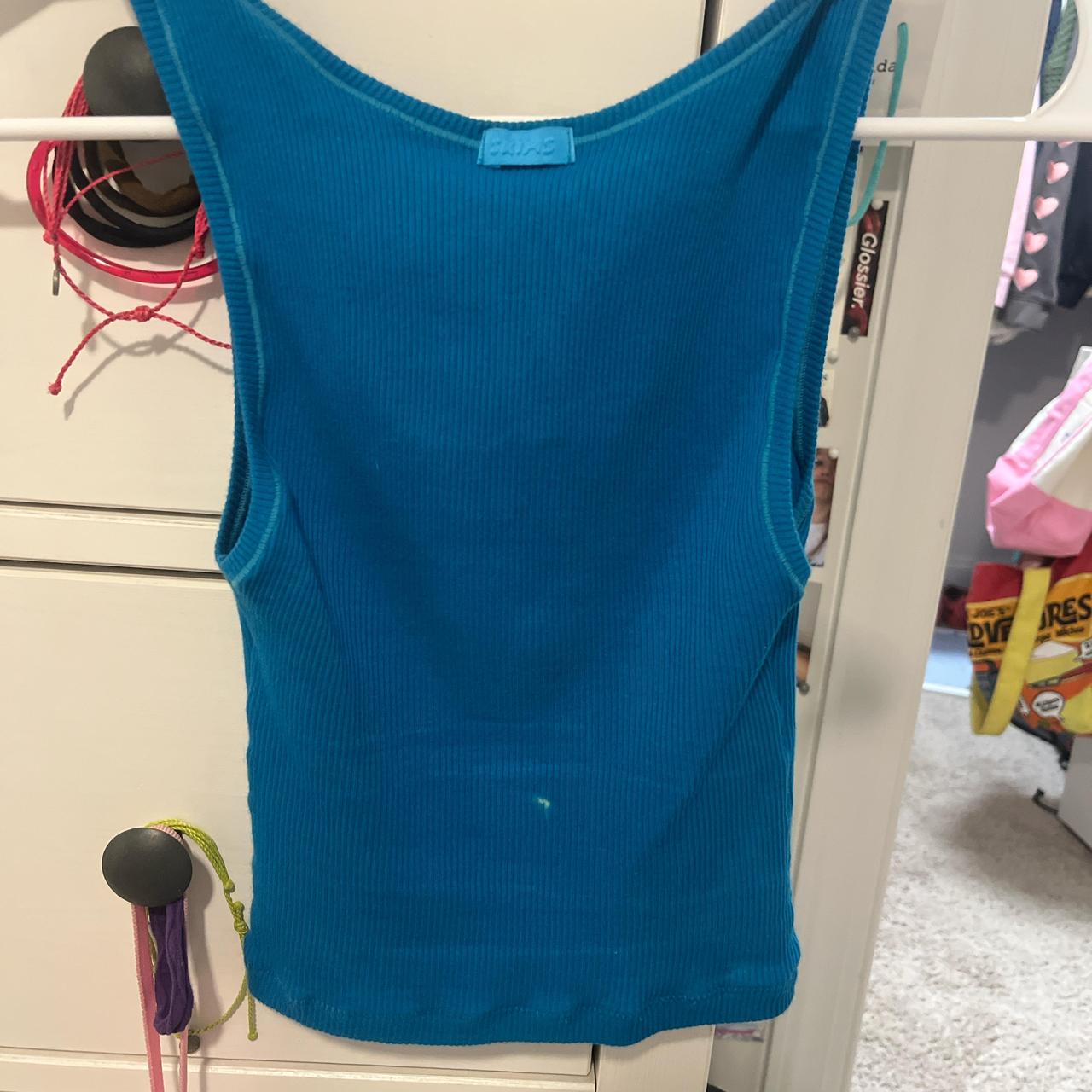 Skims Rare color blue tank size xxs small stain on... | Depop