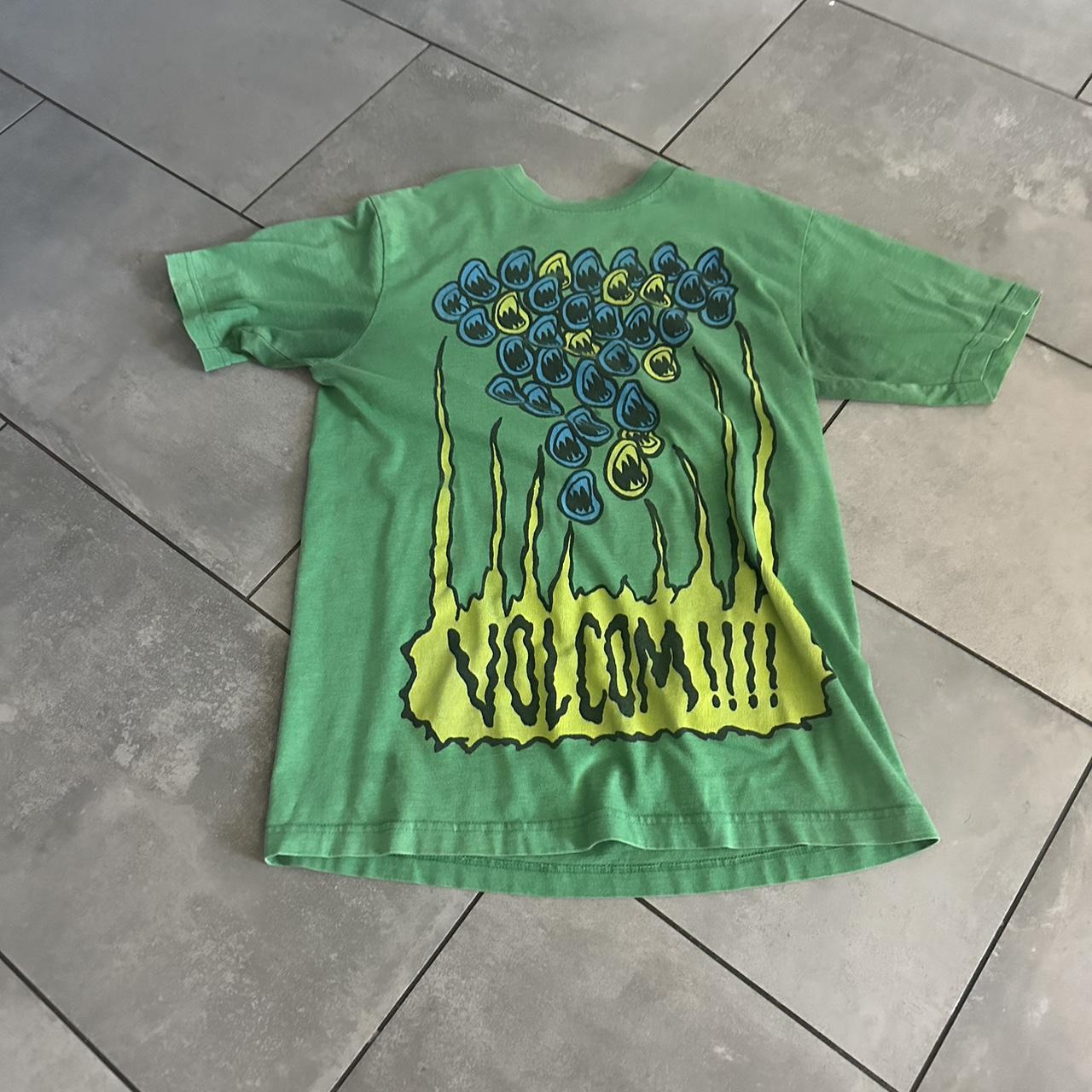 Y2k green volcom shirt cool front graphic no back... - Depop