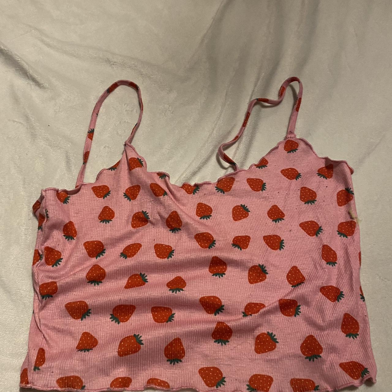size medium strawberry crop top -from shein -super... - Depop