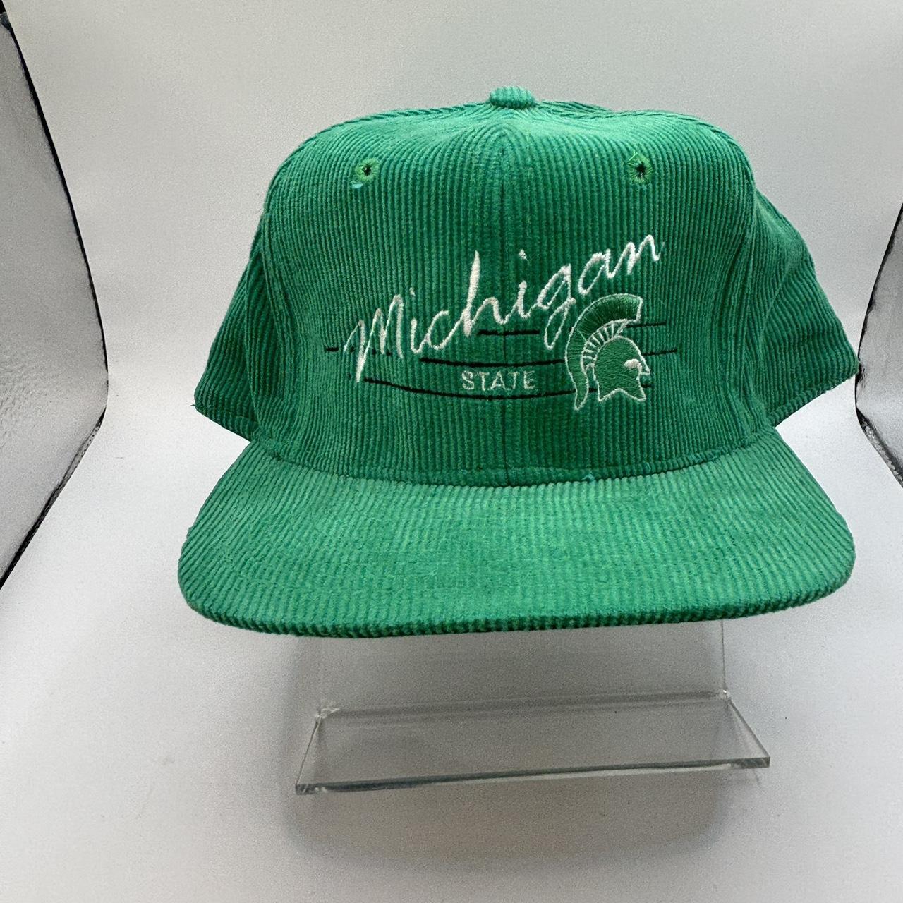 Vintage Michigan State spell out corduroy SnapBack... - Depop