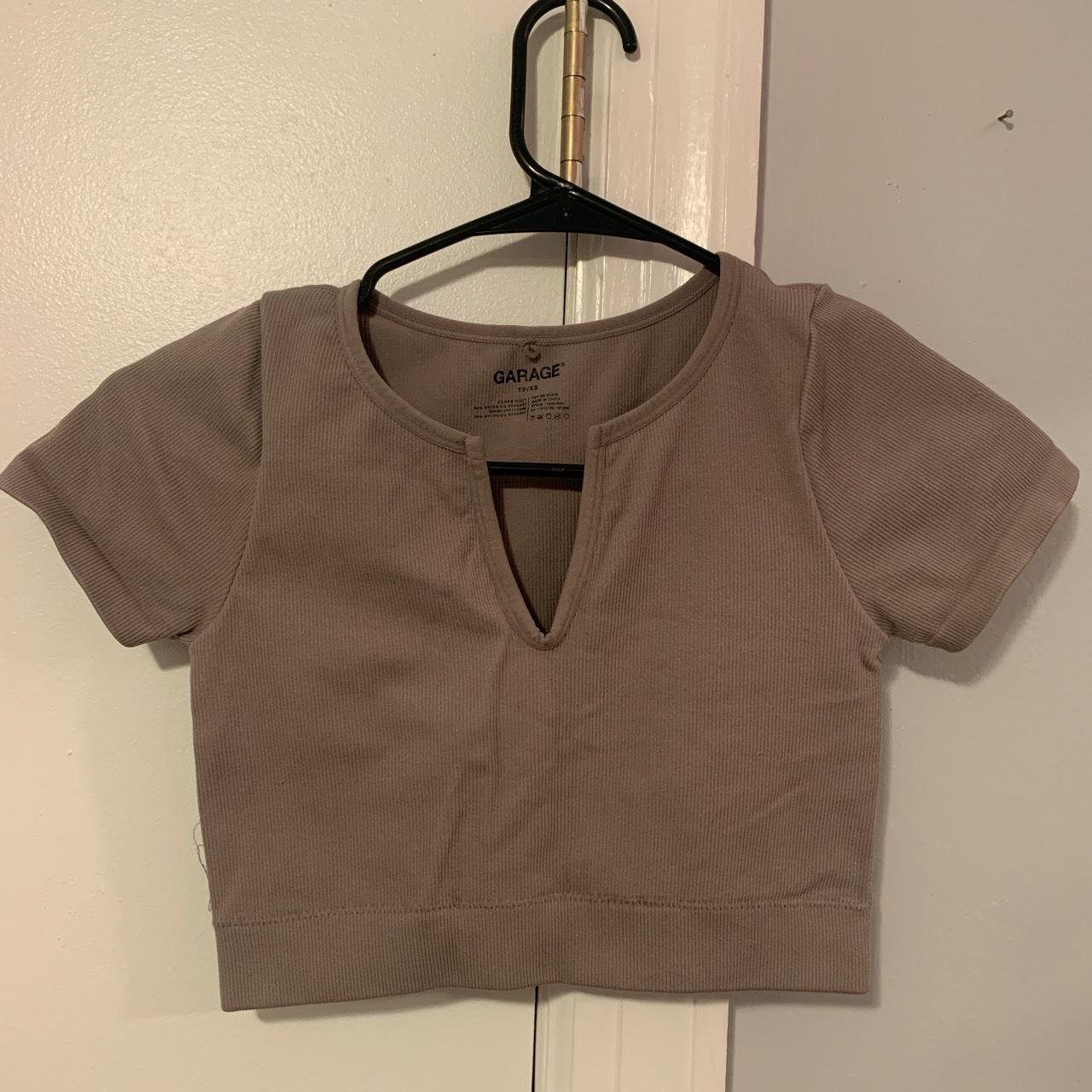 GARAGE- tan crop top size xs thick material and... - Depop