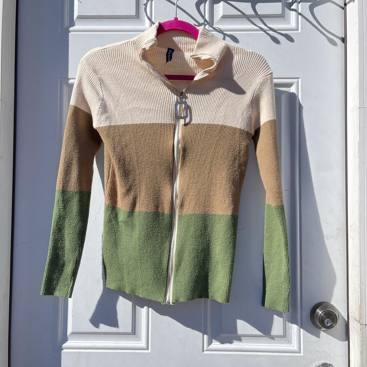 Vintage Emily Stacy colorblock striped ribbed... - Depop