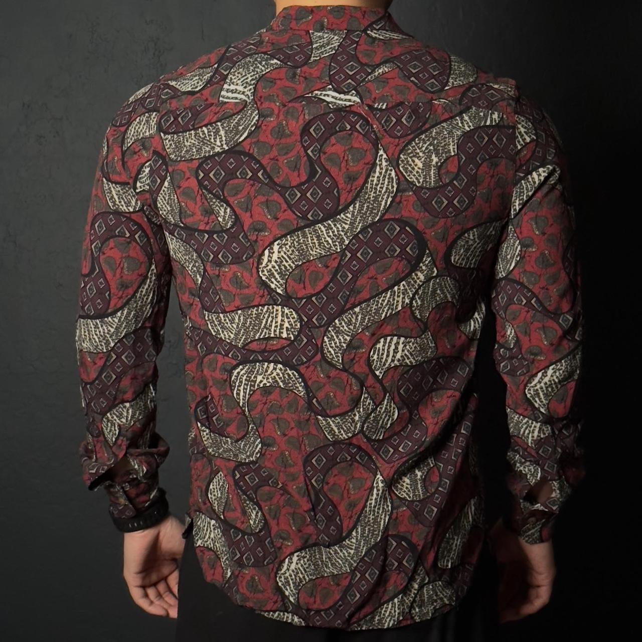 Zara Men's Red and Burgundy Shirt | Depop