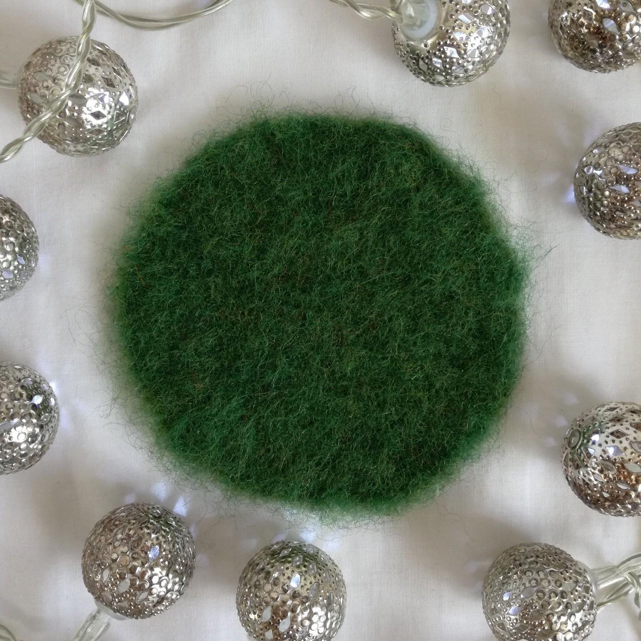 Handmade needlefelt green fuzzy coaster set of two.... - Depop