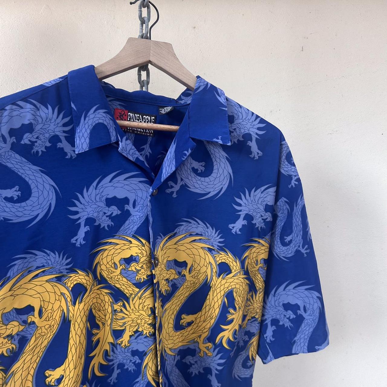 Y2K 2000s Dragon print button up - no rips or... - Depop