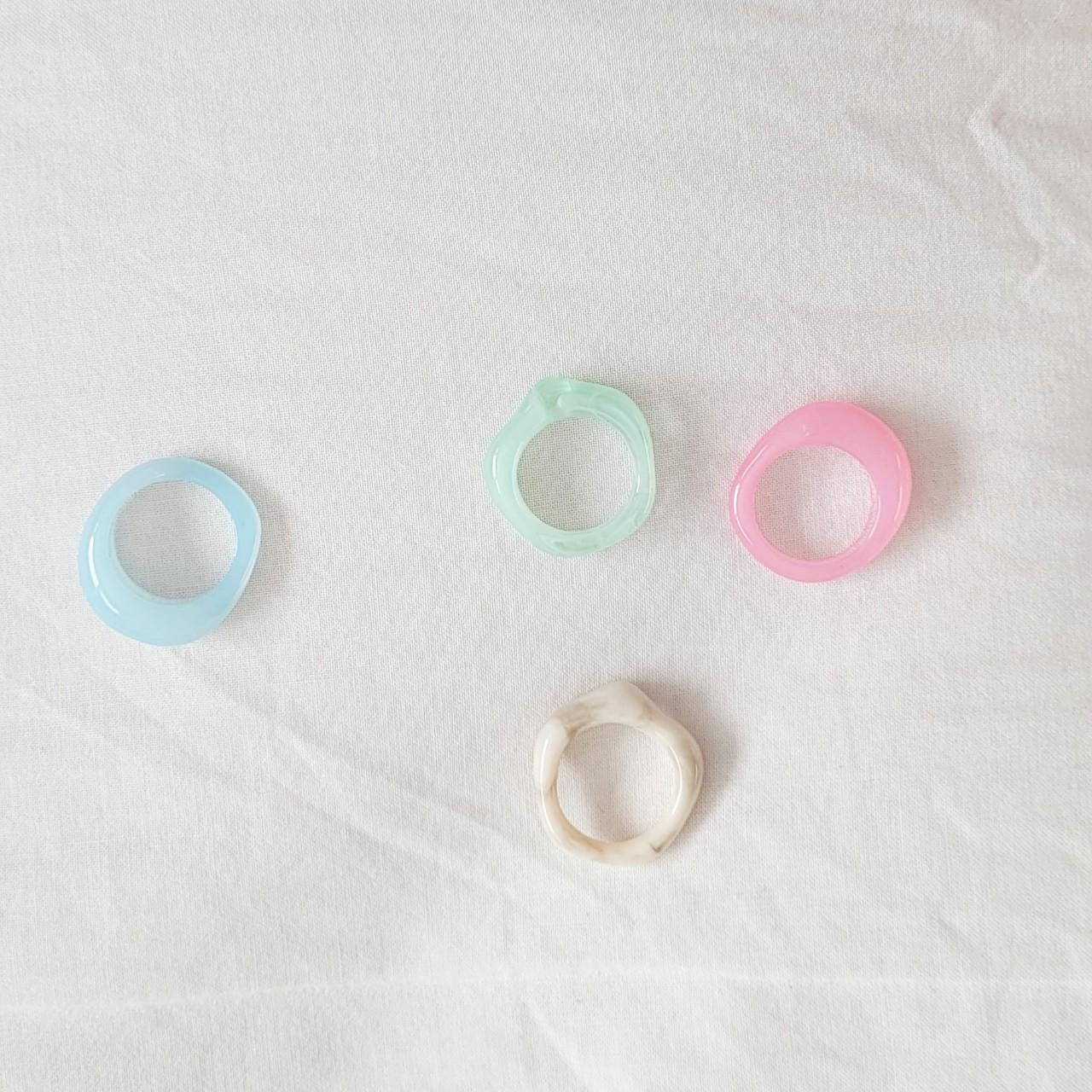 pastel chunky resin rings ♡ comes with all 4 - Depop