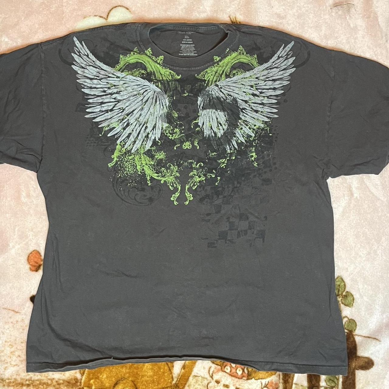 Cyber Y2K grunge emo mallgoth black and green t... - Depop