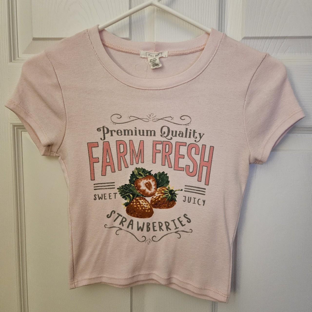 cute light pink strawberry crop top from Tilly's... - Depop