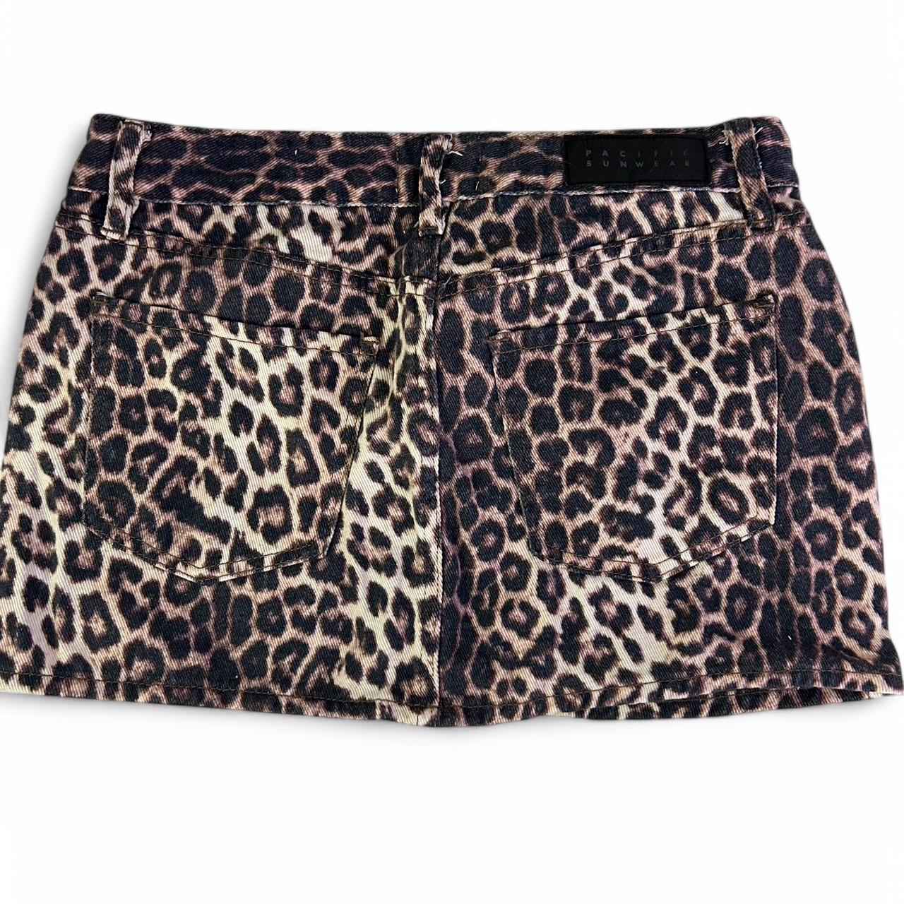 Pacsun Leopard Mid-Rise Denim Mini Skirt - worn once... | Depop