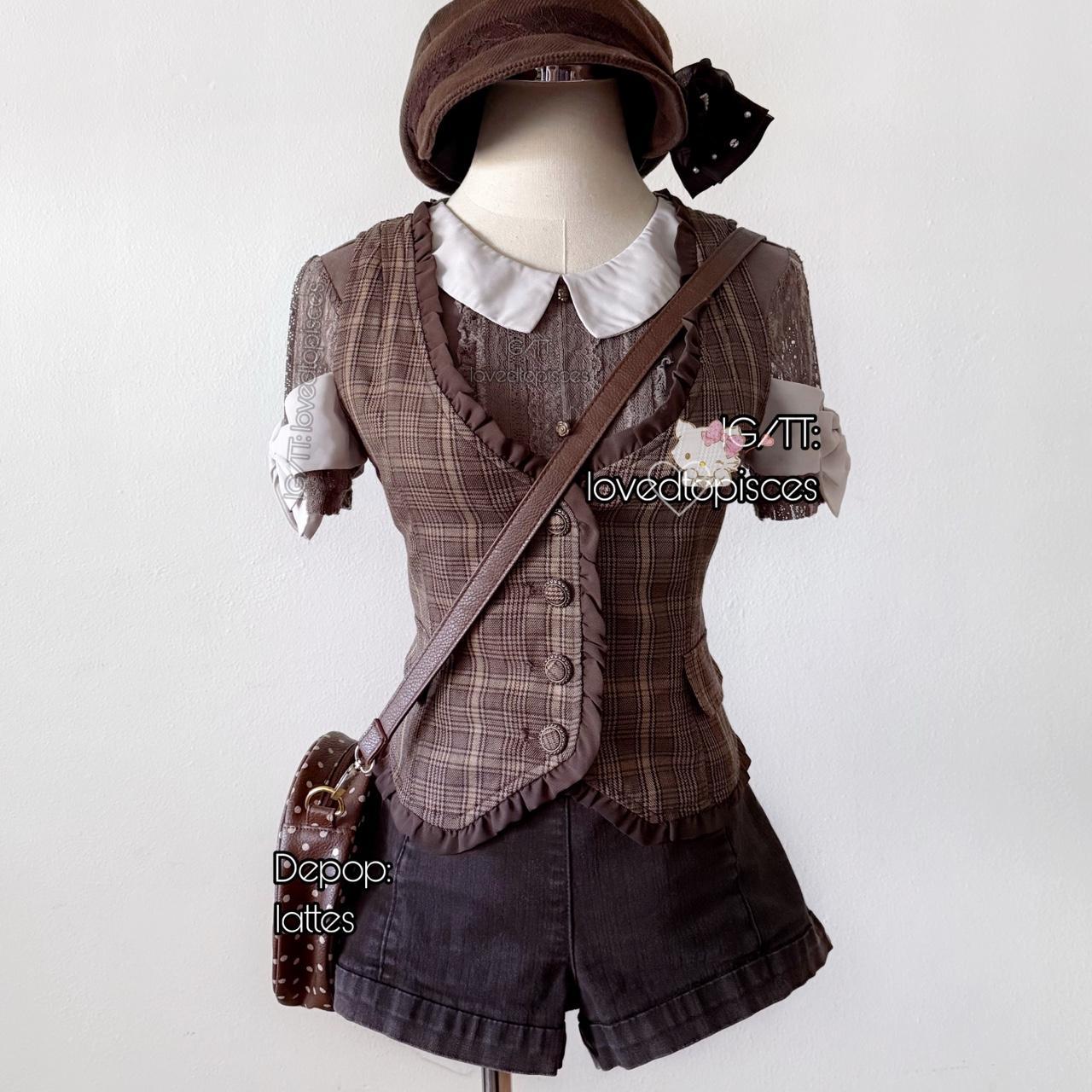 Adorable twee button up blouse with bows sourced... - Depop