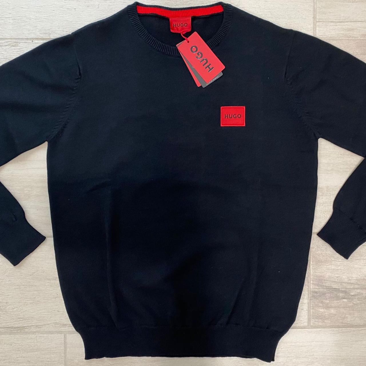 Hugo Boss Men's Black and Red Jumper | Depop