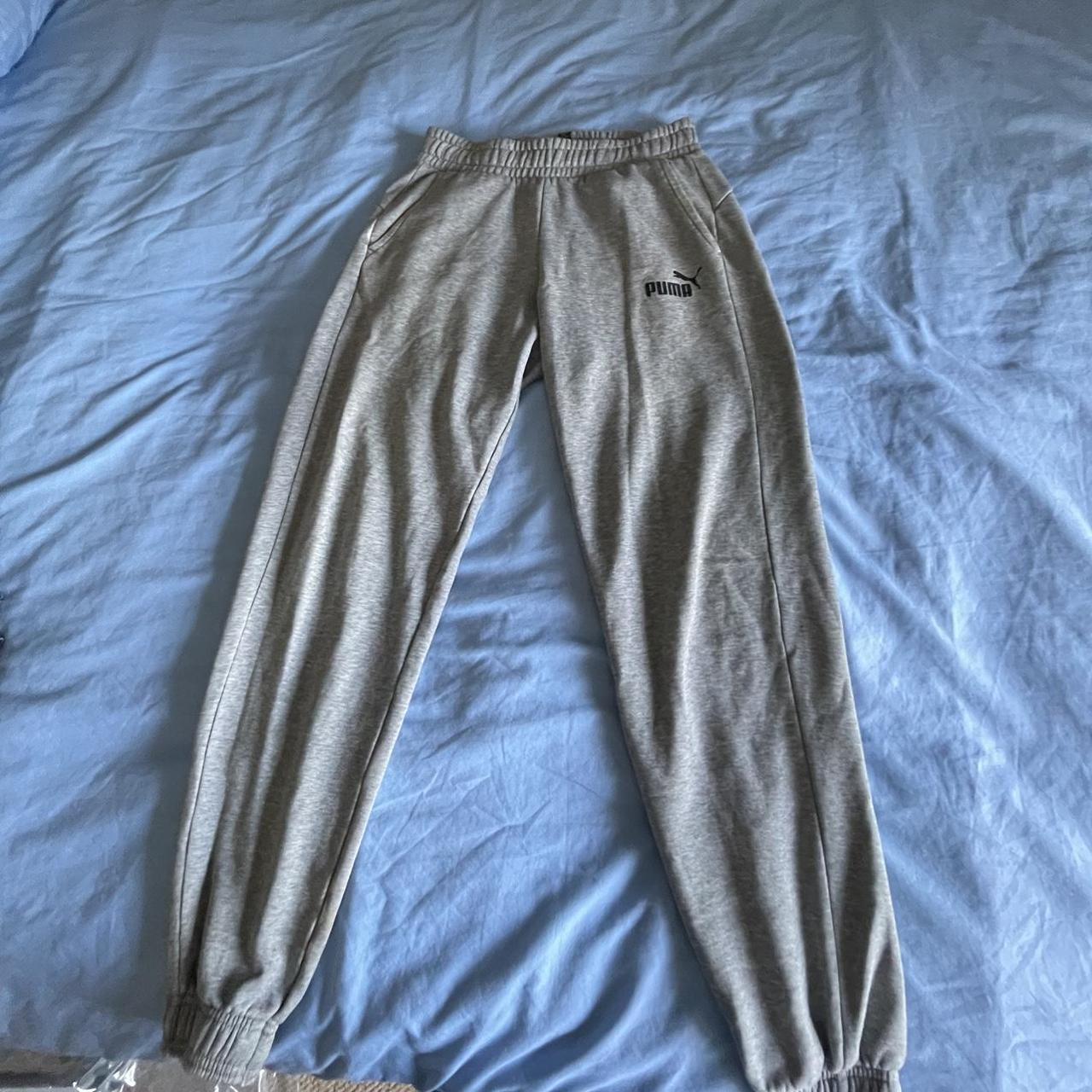 grey puma joggers size small perfect condition... - Depop