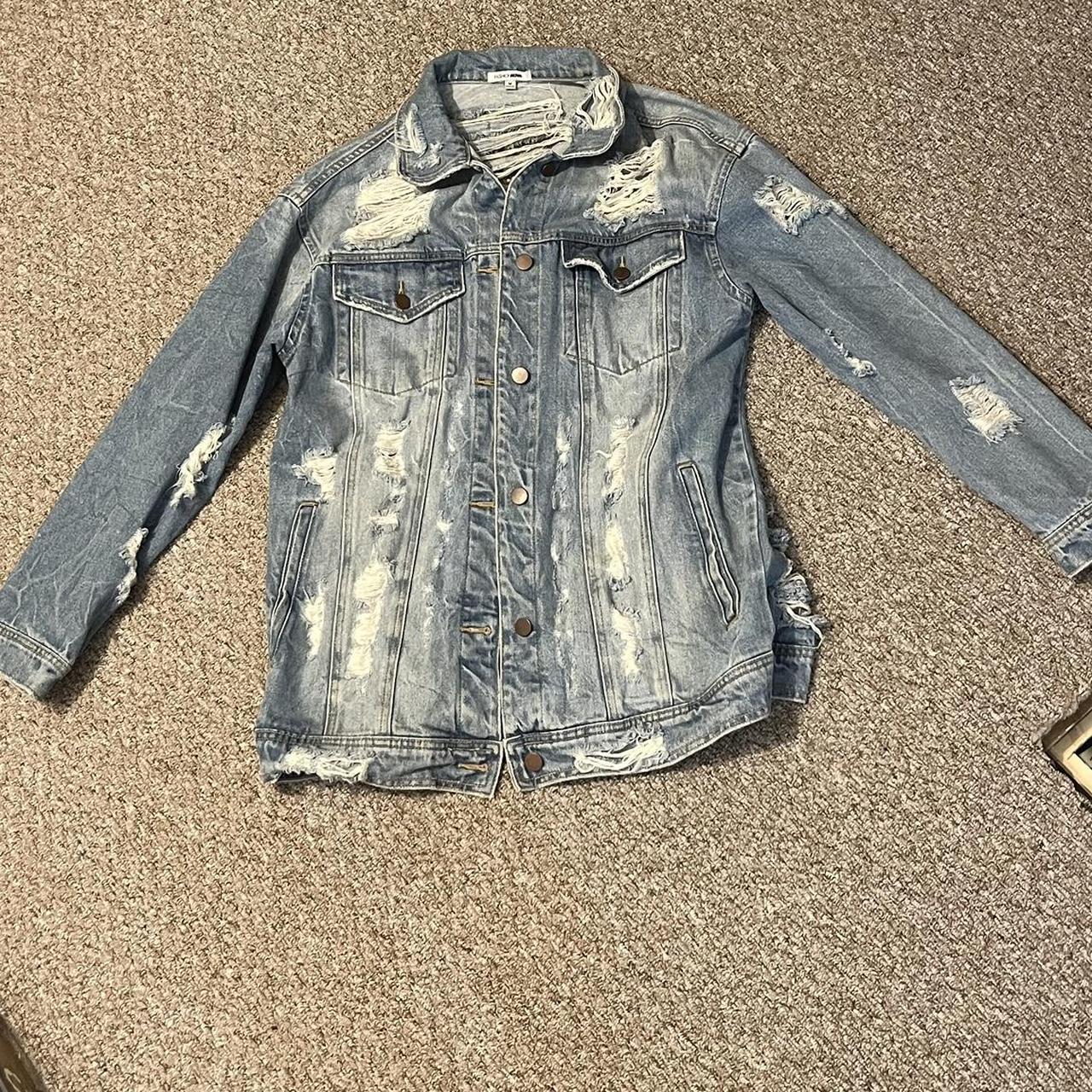 Rare 💎 fashion nova ripped denim jacket 👖 women size... - Depop