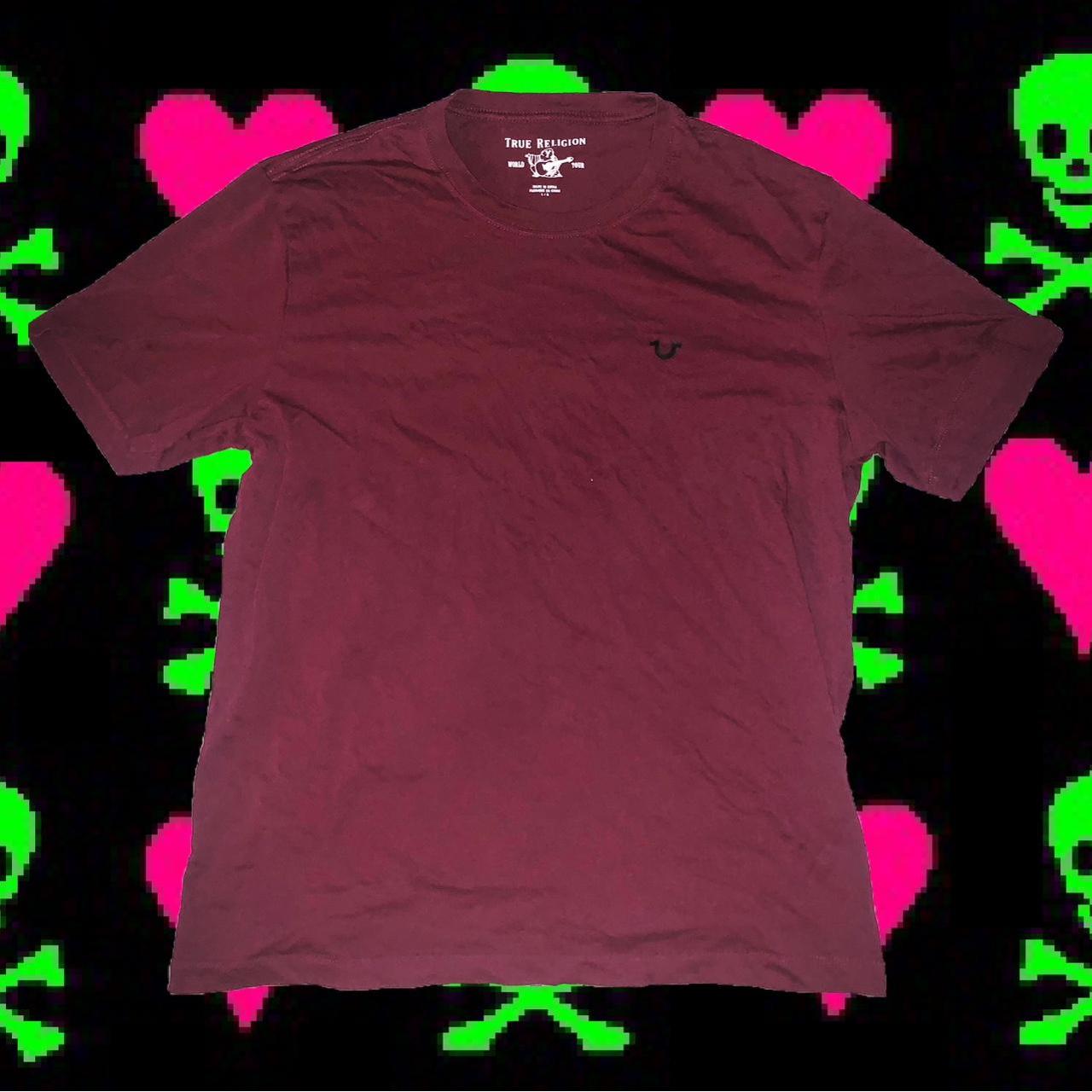 Large Maroon True Religion Shirt Accepting... - Depop